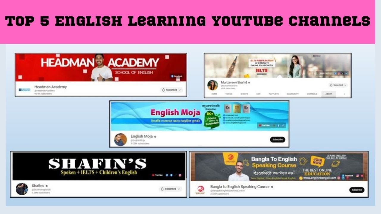 Top 5 English Learning Youtube Channel Youtube