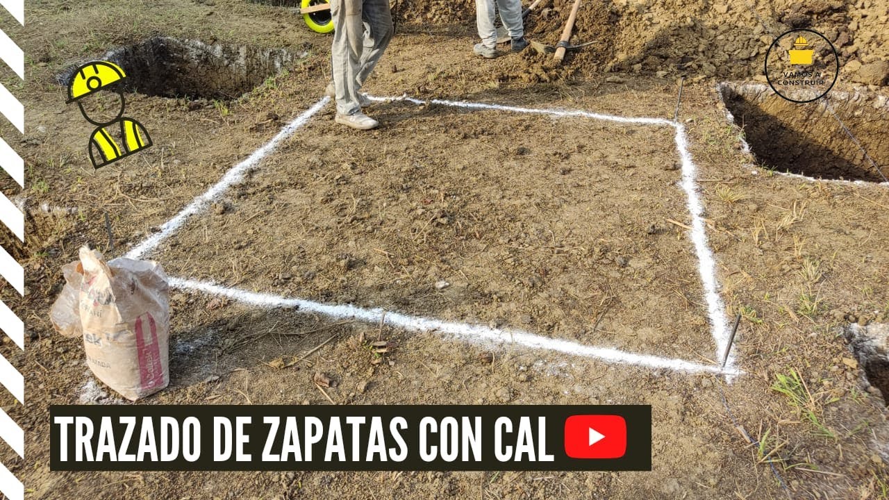 Trazado De Zapatas Con Cal Construcción De Viviendas De Dos Niveles
