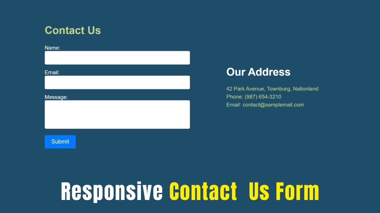 How To Create Responsive Contact Us Form Using Html Css Learn Html