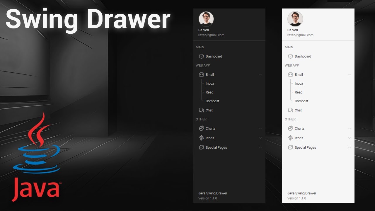 Create Navigation Drawer Menu Using Java Swing With Flatlaf Youtube