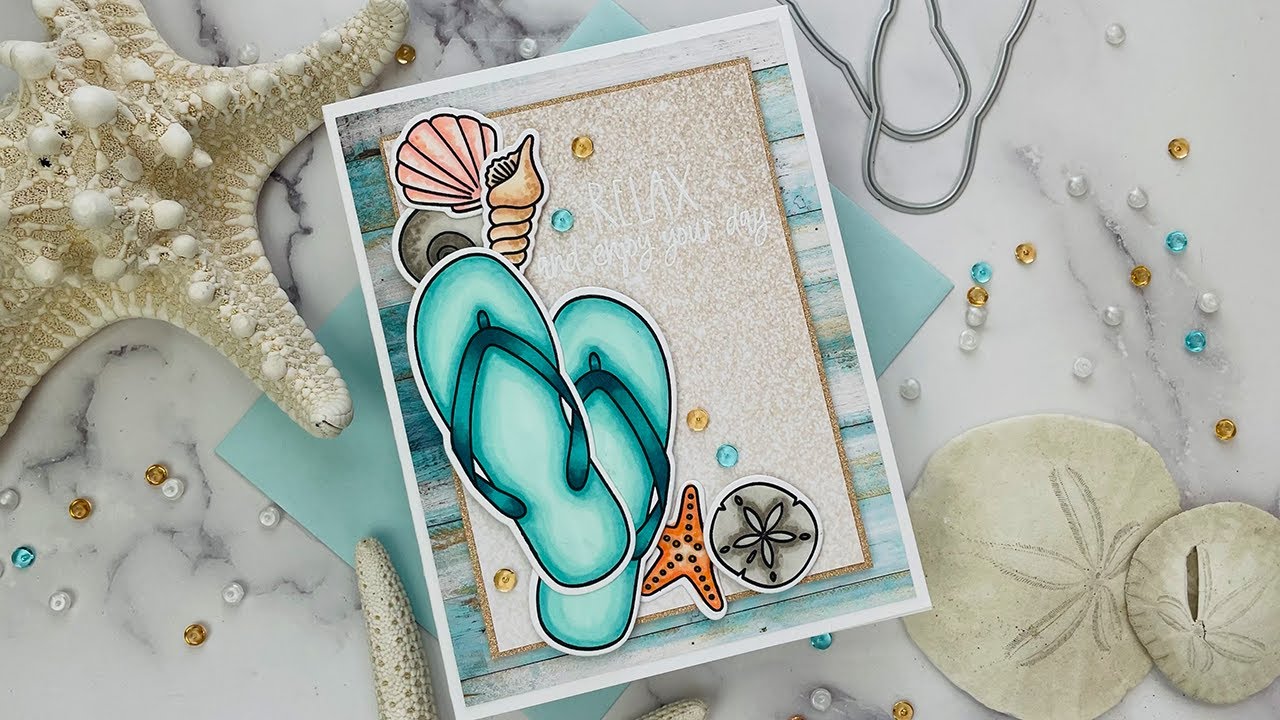 Copic Coloring Summer Beach Card Tutorial Youtube