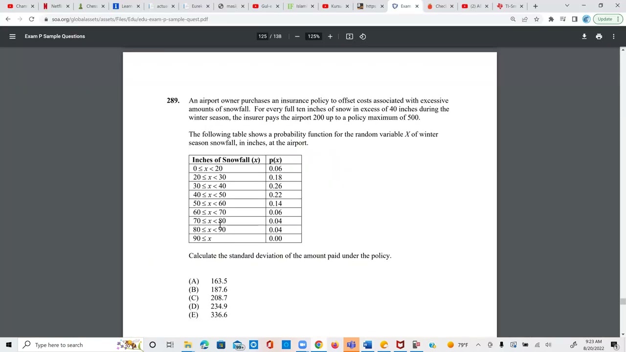 Actuarial Soa Exam P Sample Question 289 Solution Youtube