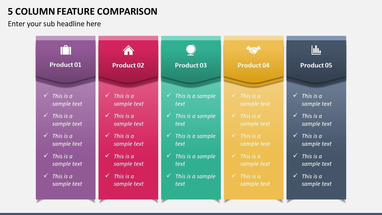 5 Column Feature Comparison Animated Ppt Template Youtube