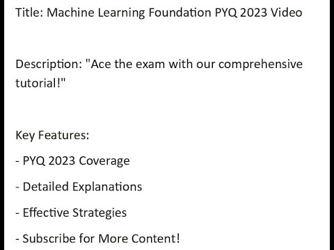 Machine Learning Foundation Quiz1 Pyq 2023 Part1 Youtube