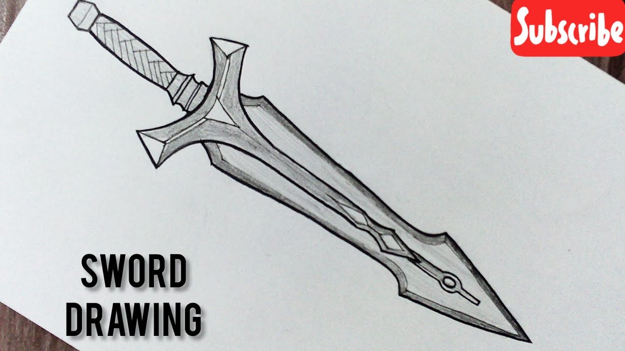 How To Draw A Sword Easy Step By Step Sword Tattoo Drawing Youtube