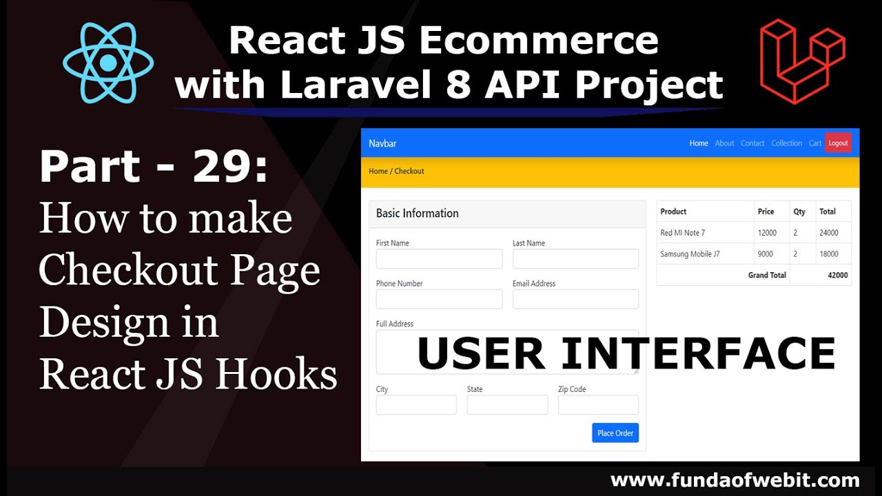 Reactjs Ecom Part 29 How To Make Checkout Page In React Js Hooks And