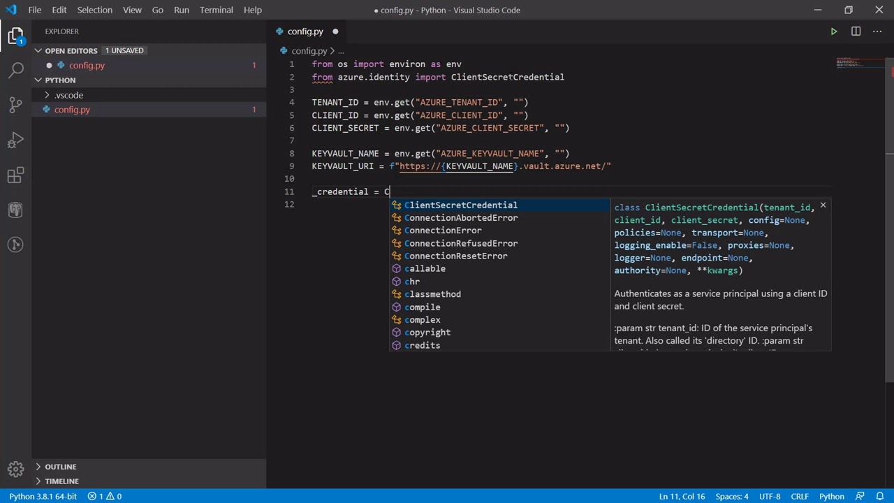 Accessing Azure Key Vault With Python Youtube