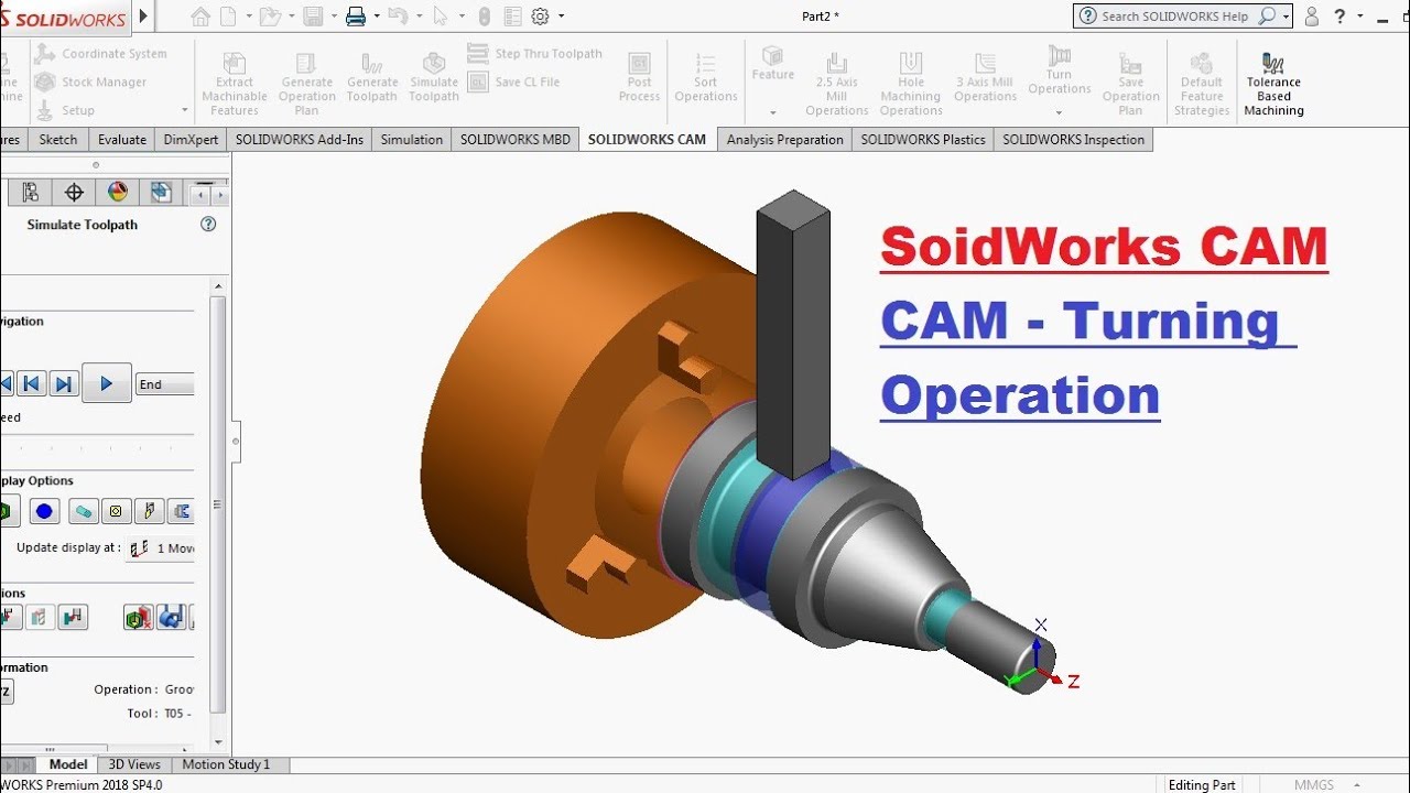 Solidworks Cam Turning Operation Cad Cam Tutorial For Beginners