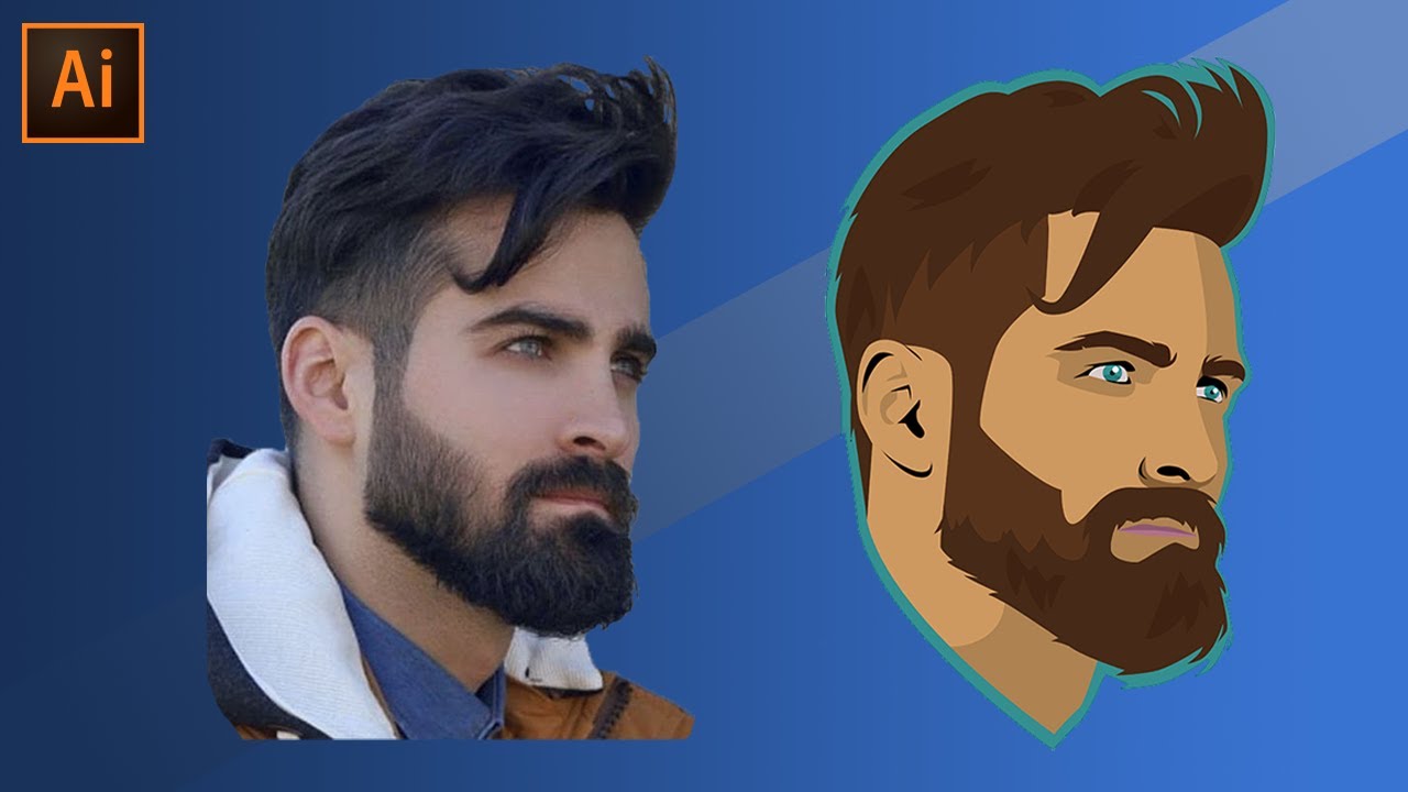 Cartoon Portrait Logo Adobe Illustrator Tutorial Time Lapse Youtube