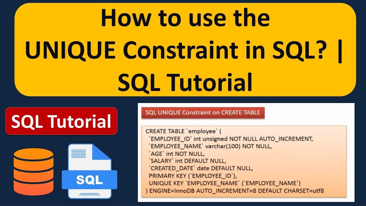 How To Use The Unique Constraint In Sql Sql Tutorial For Beginners
