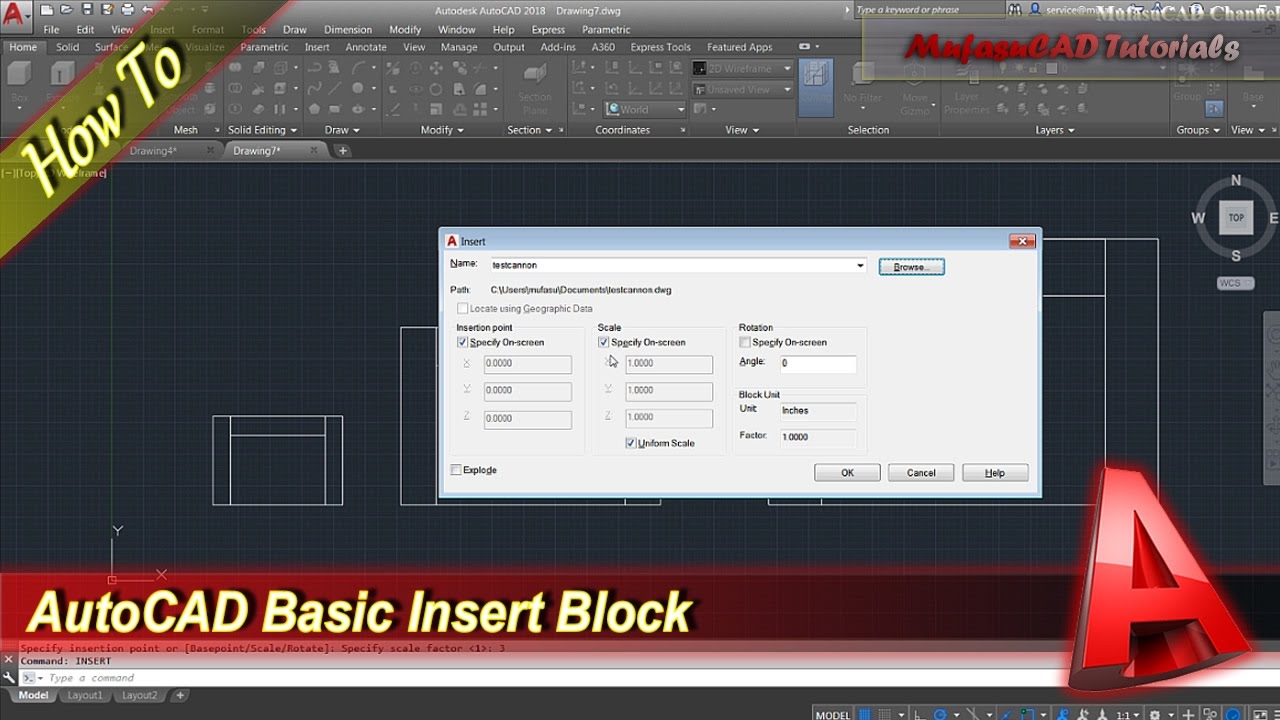 Autocad How To Insert Block Youtube