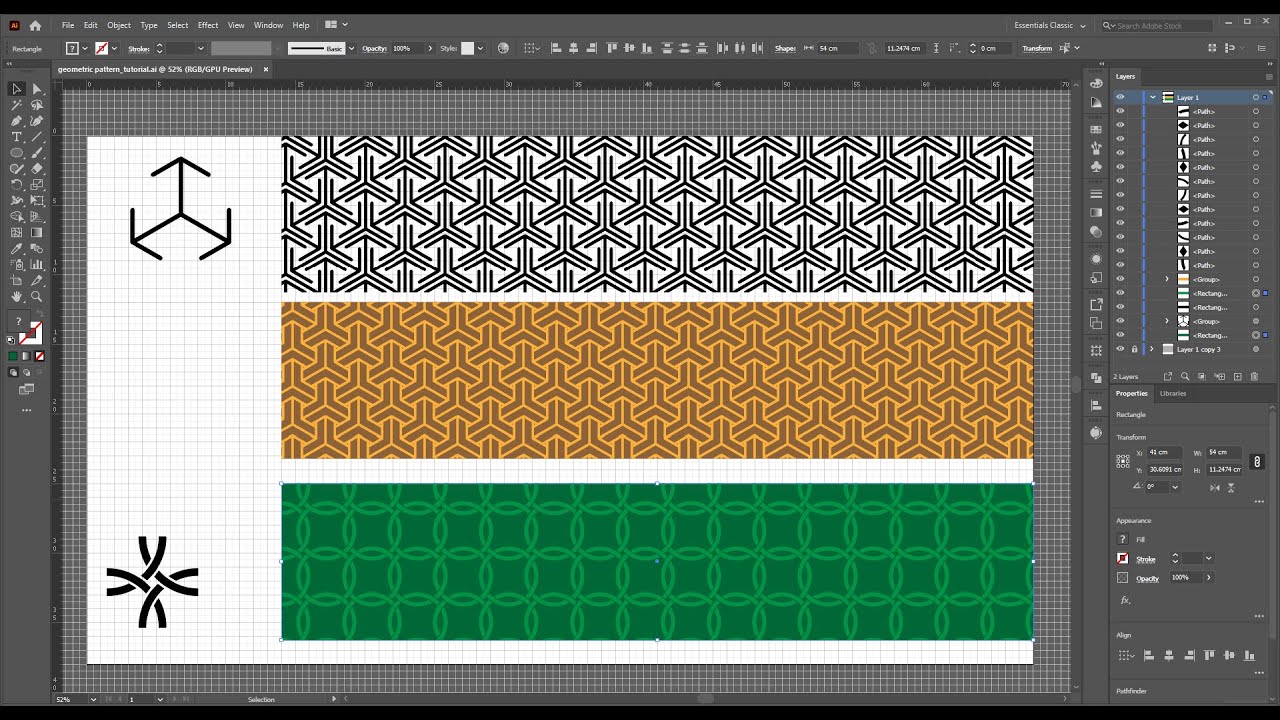 Geometric Patterns In Adobe Illustrator Tutorial Youtube
