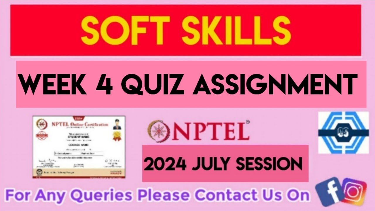 Soft Skills Week 4 Answers 2024 Nptel 2024 July Swayam 2024