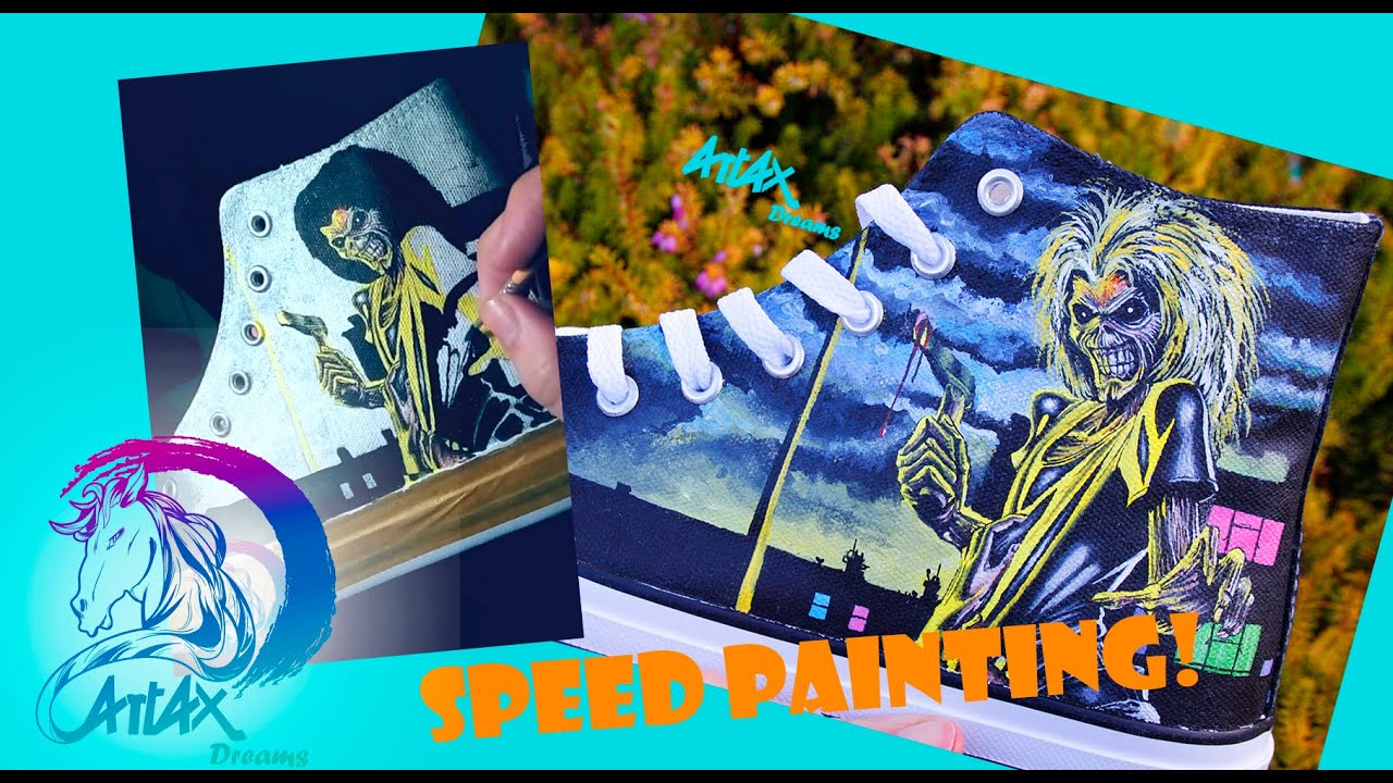 рџћё Speed Painting Video Of Iron Maiden On A Trainer Shoe Two By Artax