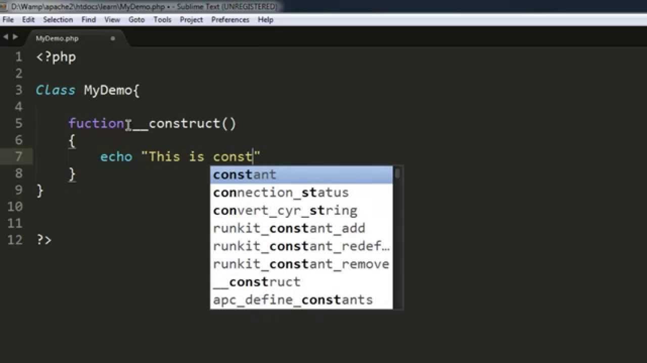 Object Oriented Php Construct Function Youtube