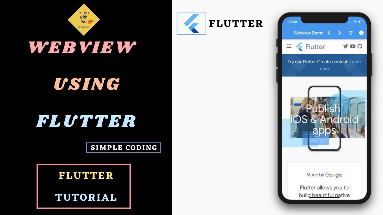 Webview Using Flutter Flutter Tutorial Learn With Fun Youtube