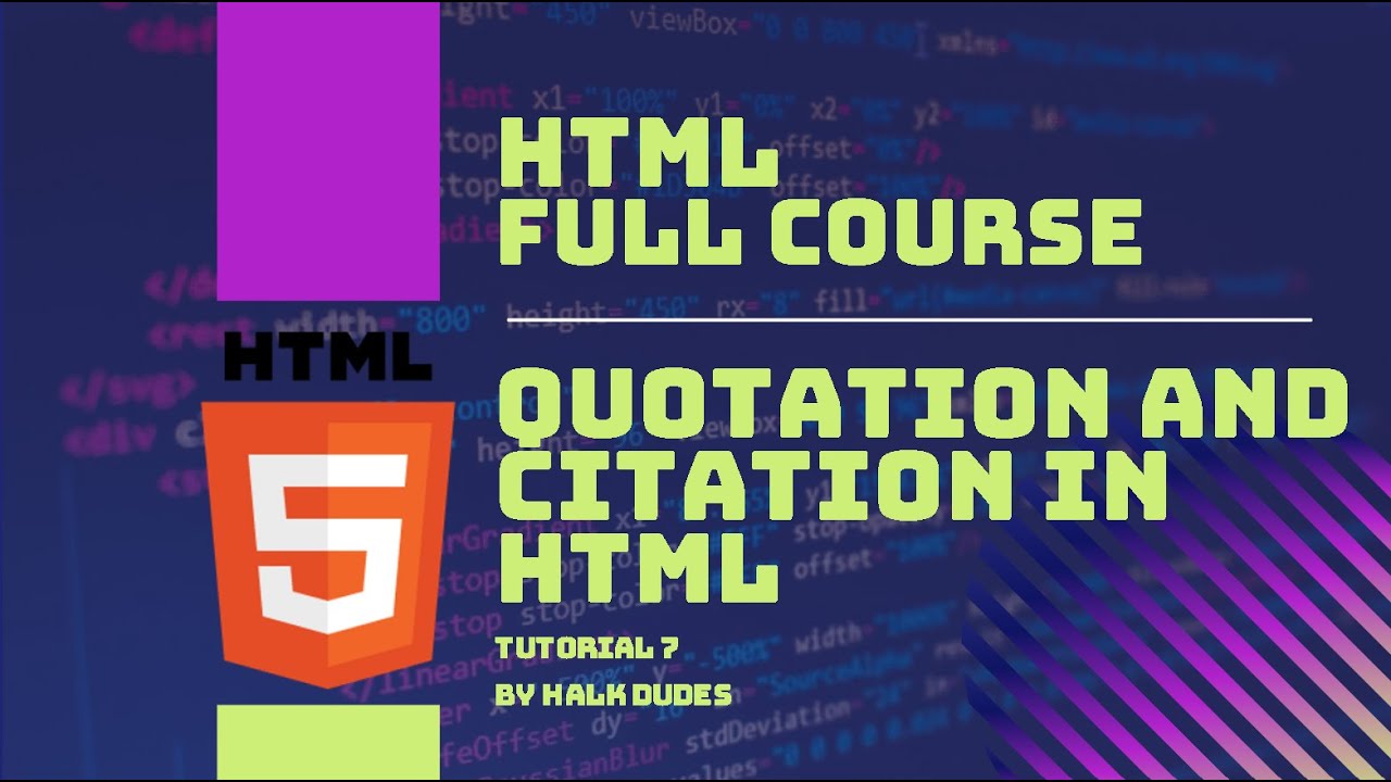 Html Full Couse Quotation And Citation In Html Tutorial 7 Youtube