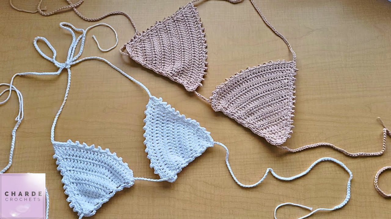 Crochet Triangle Bikini Top Pattern With Picot Border Tutorial Youtube