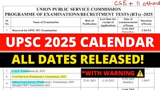 Upsc 2025 Calendar Out Now Upsc Prelims 2025 Date Mains Date Upsc ...