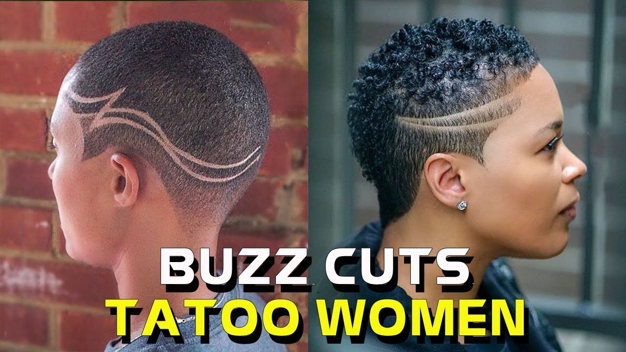 Buzz Cut With Tattoo For Women Buzz Cut Girls With Design Youtube