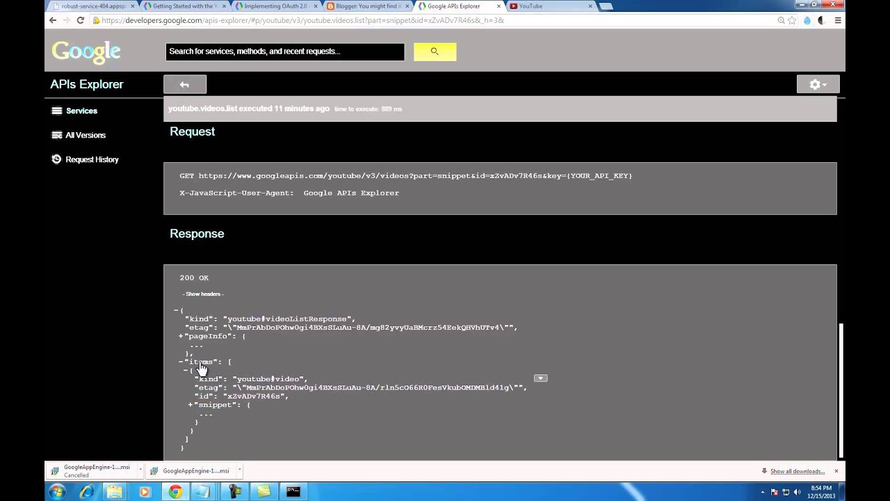 Youtube Data Api V3 Accessing The Description Of A Video Using