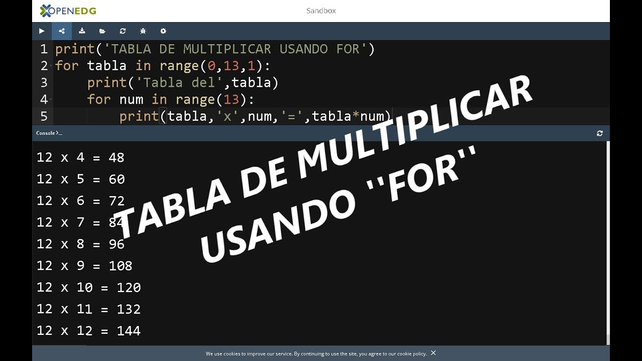 Tabla De Multiplicar Usando For Python Youtube