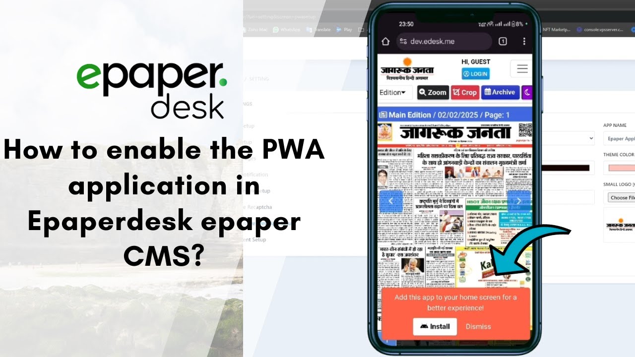How To Enable The Pwa Application In Epaperdesk Epaper Cms Youtube