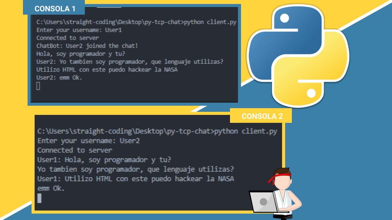 Python Socket Tcp Chat En Consola Cmd Youtube