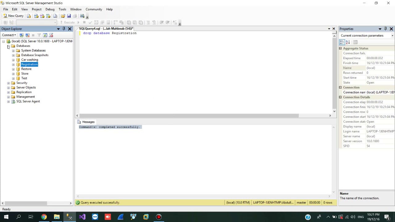 How To Delete Database Using Drop In Microsoft Sql Server Youtube