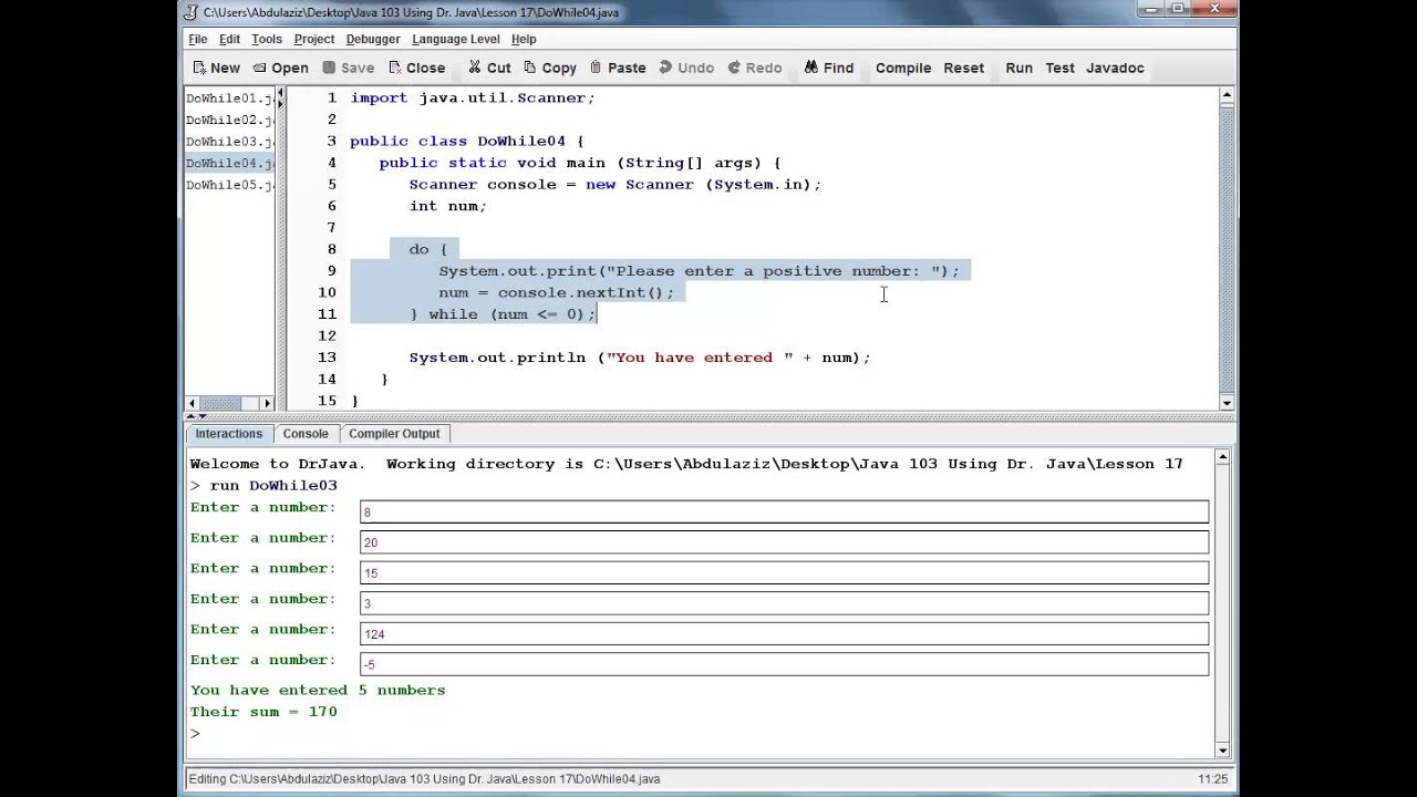 Java Level 1 Using Dr Java Lesson 17 Do While Statement Youtube