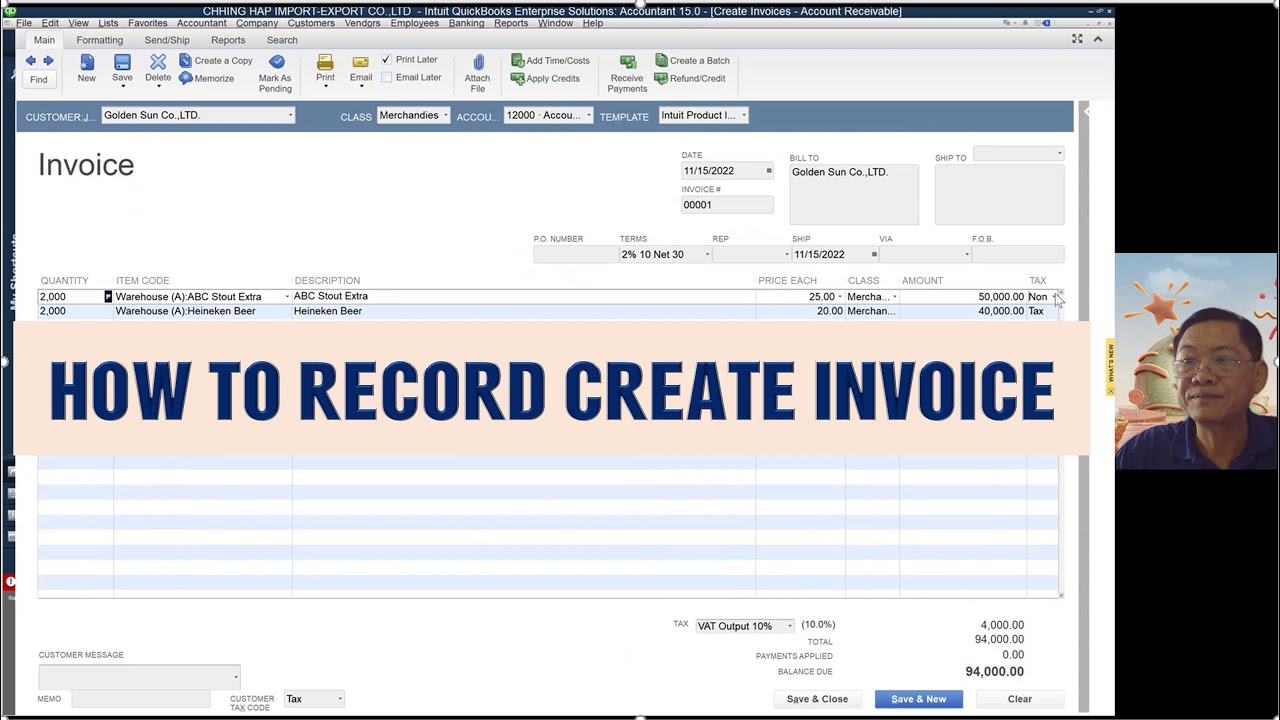 How To Record Create Invoice Youtube