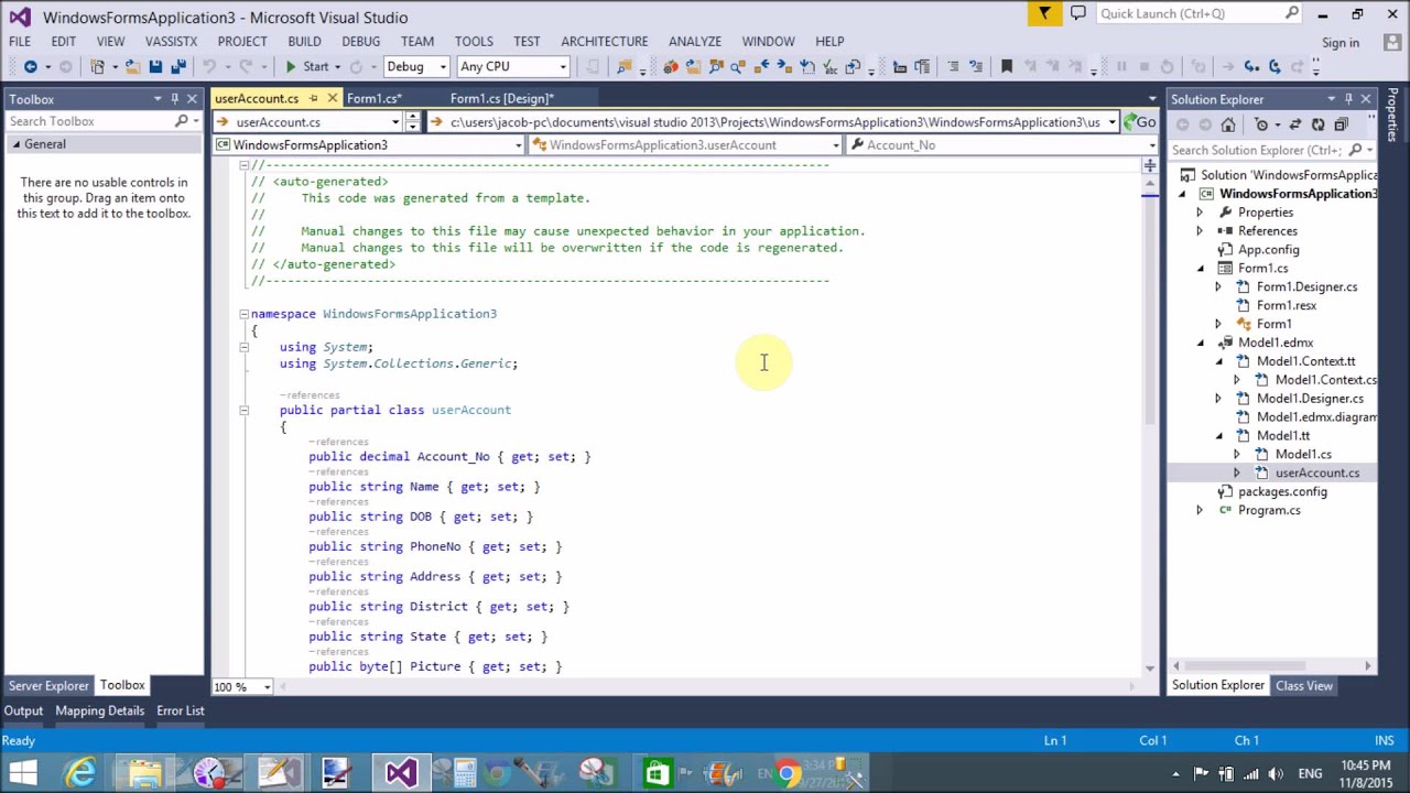 Bind Datagridview Using Edmx In Windows Form Youtube