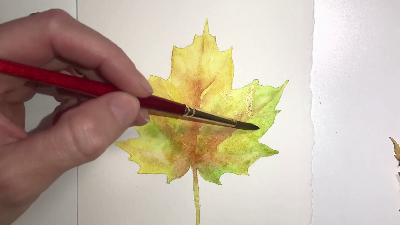 Splattering Watercolor Painting To Create A Leaf Youtube