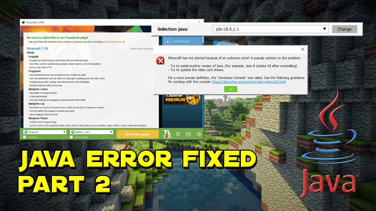 How To Fix Java Error In Tlauncher 2022 Minecraft Java Edition 1 17