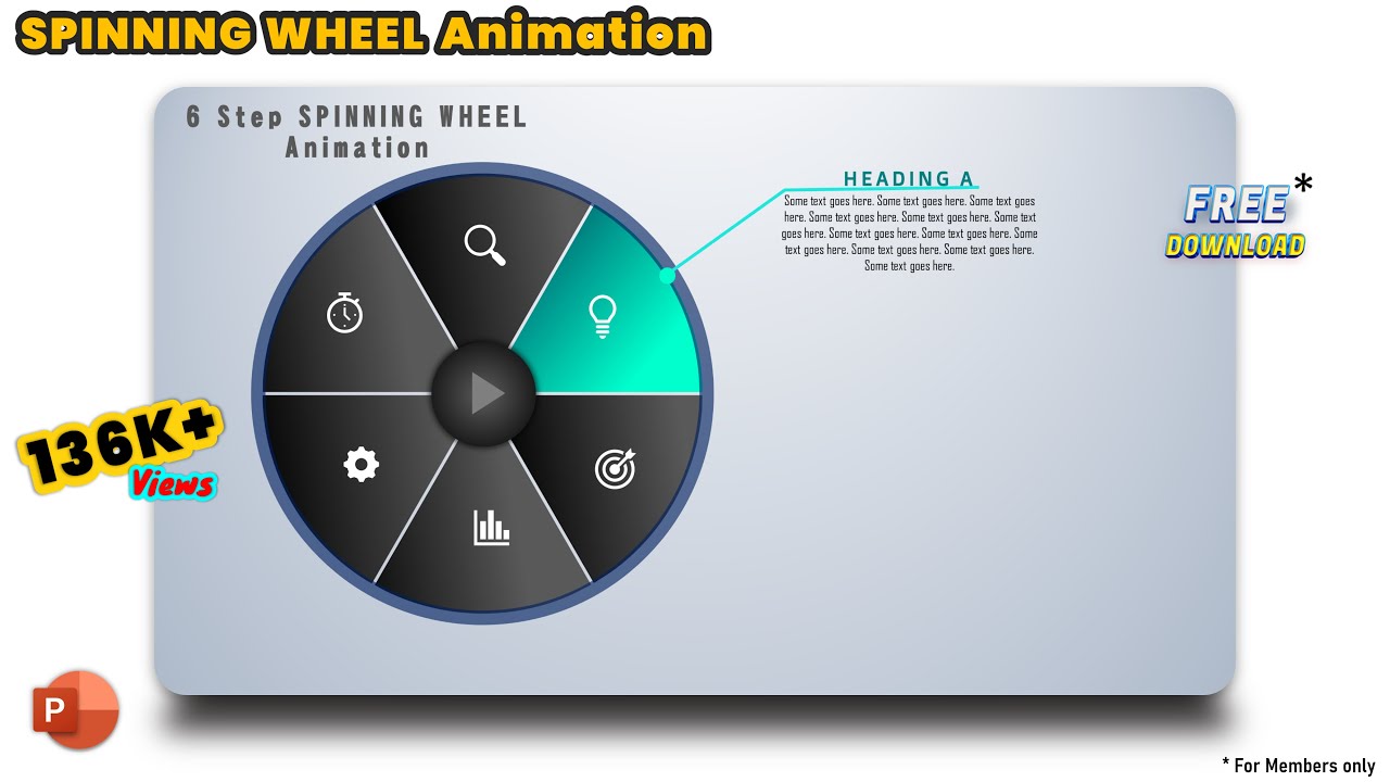 6 Spinning Wheel Animation Powerpoint Morph Transition 6 Segments