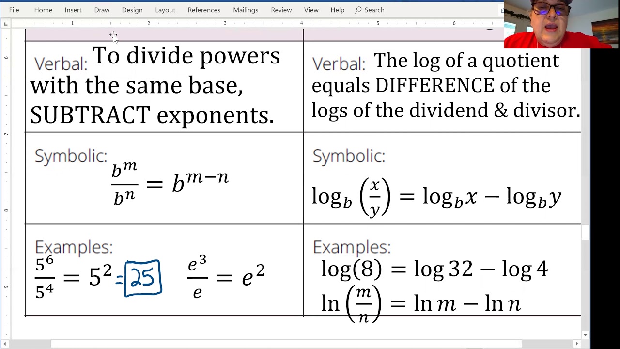 Logarithmic Properties Youtube