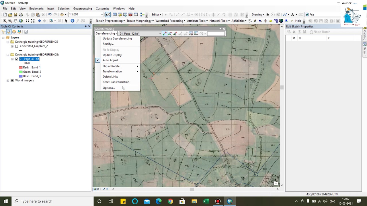 How To Georeference A Khasra Cadastal Map In Arcgis Youtube