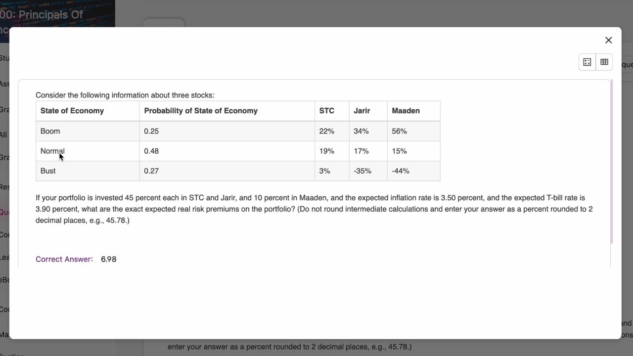 Portfolio Exact Real Risk Premiums Youtube