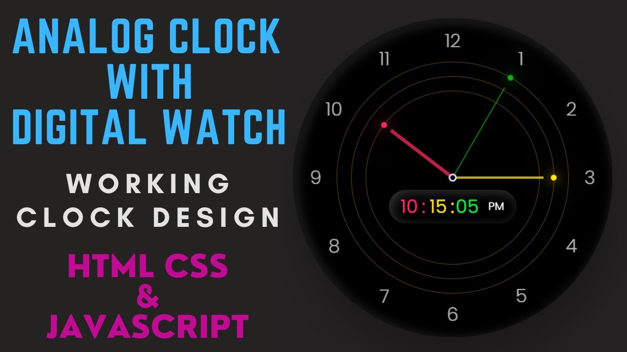 How To Create Beautiful Analog Clock With Digital Clock Using Html Css