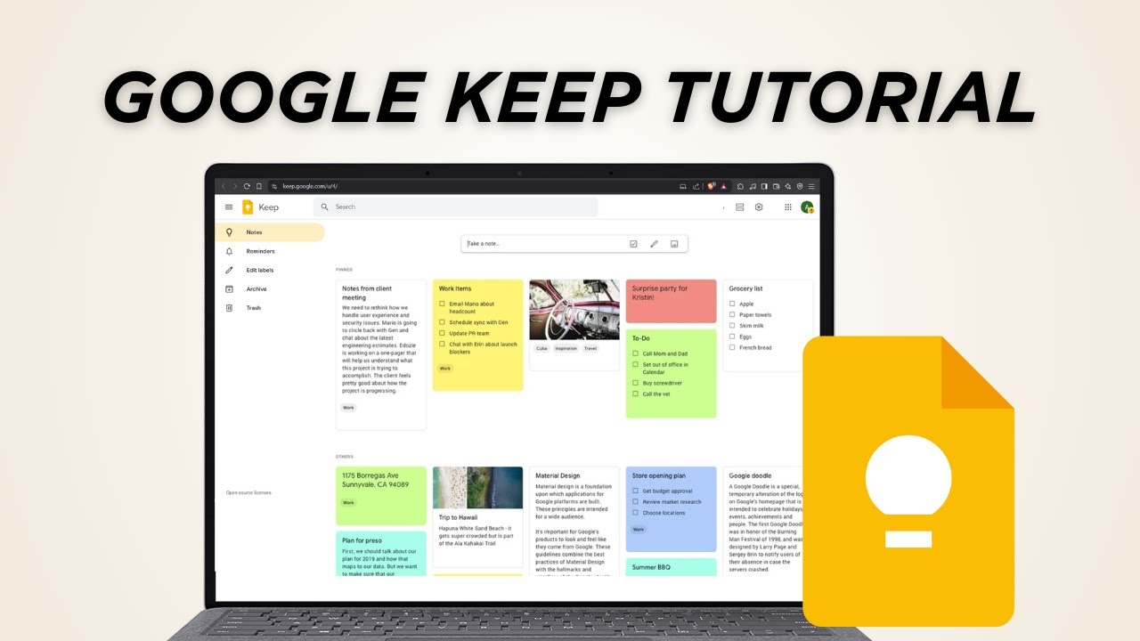 How To Use Google Keep Google Keep Tutorial Youtube