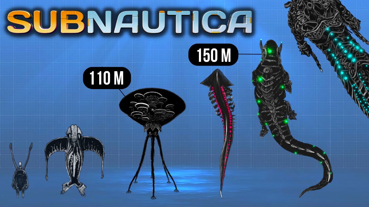 All Subnautica Leviathans Size Comparison Youtube
