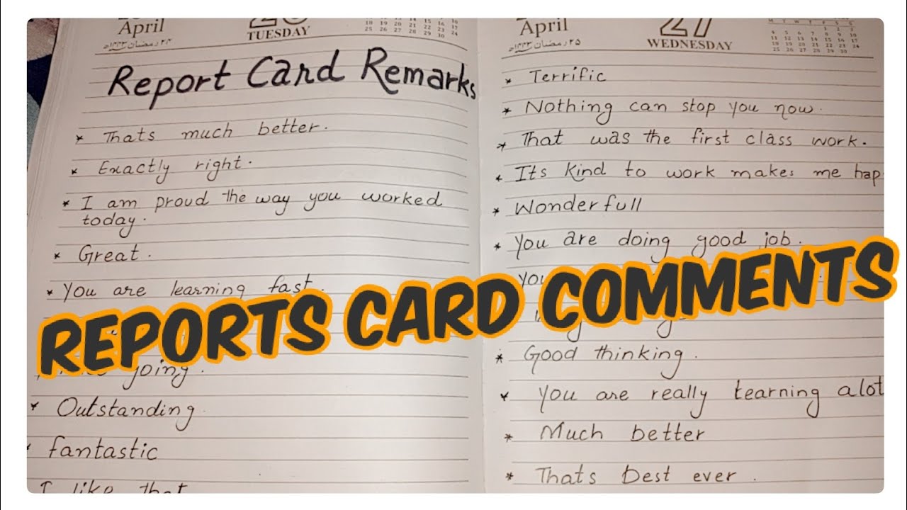 Report Card Comments For 4th Grade Infoupdate Org