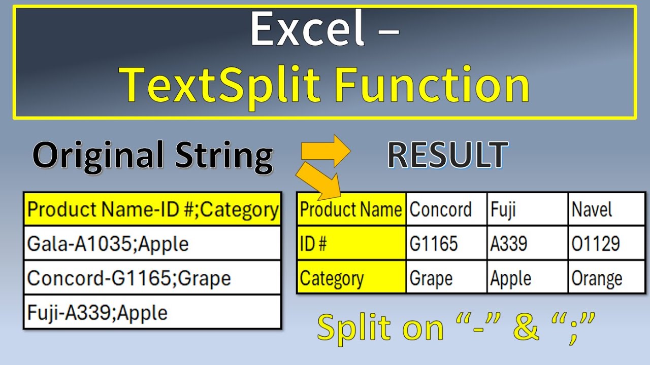 Excel Textsplit Function Youtube