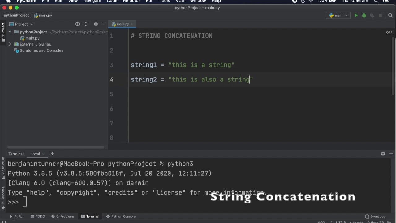 Python Tutorial 3 String Concatenation Youtube