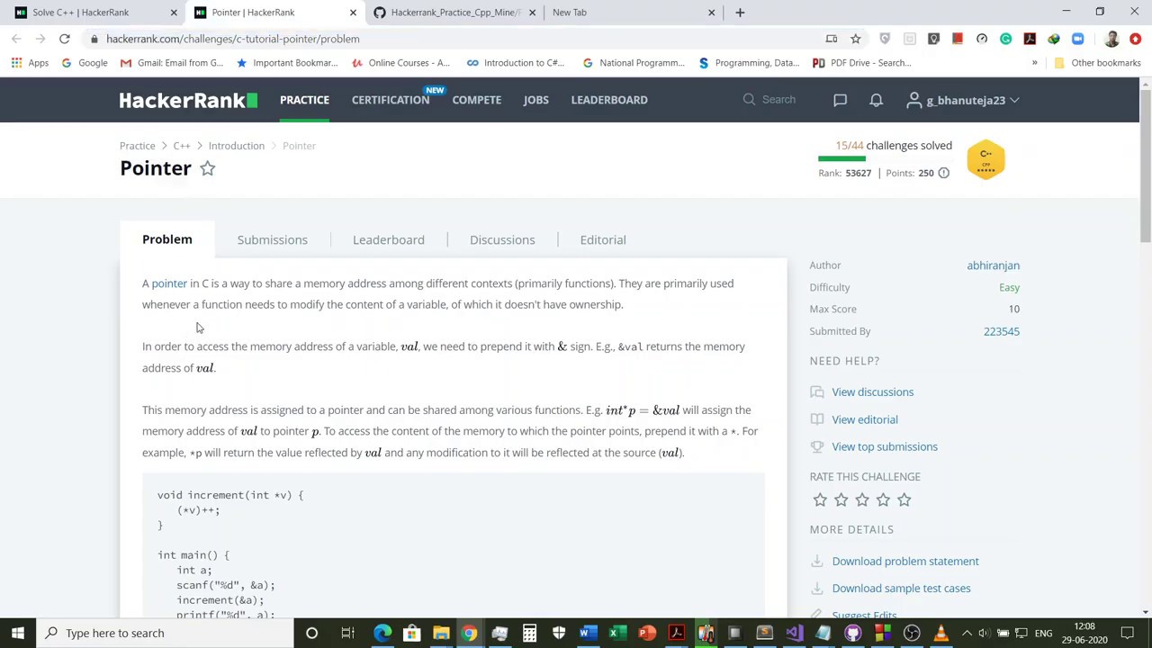 Pointers Hackerrank C Practice Youtube