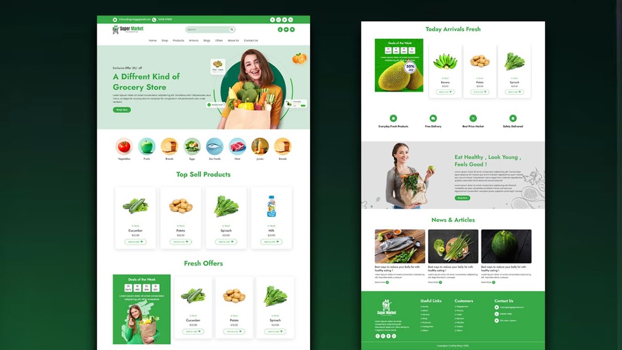 Create A Grocery Store Website Design Using Html Css Javascript