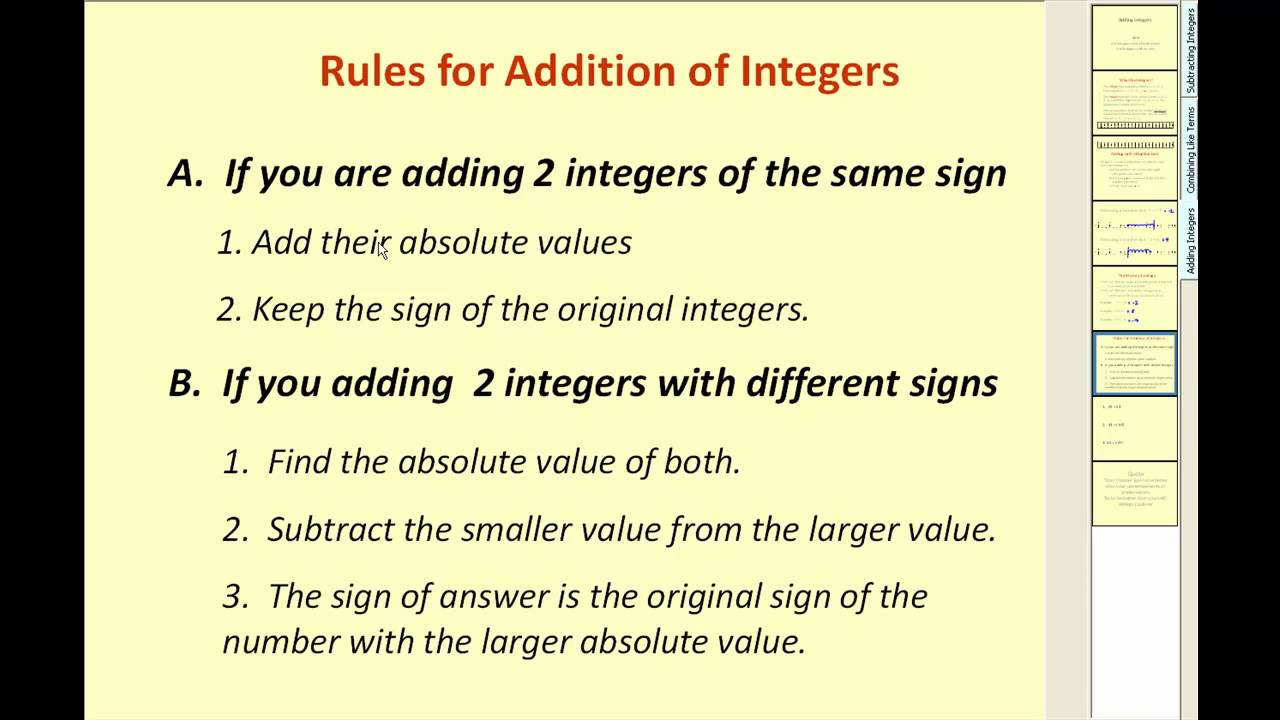 Adding Integers Youtube
