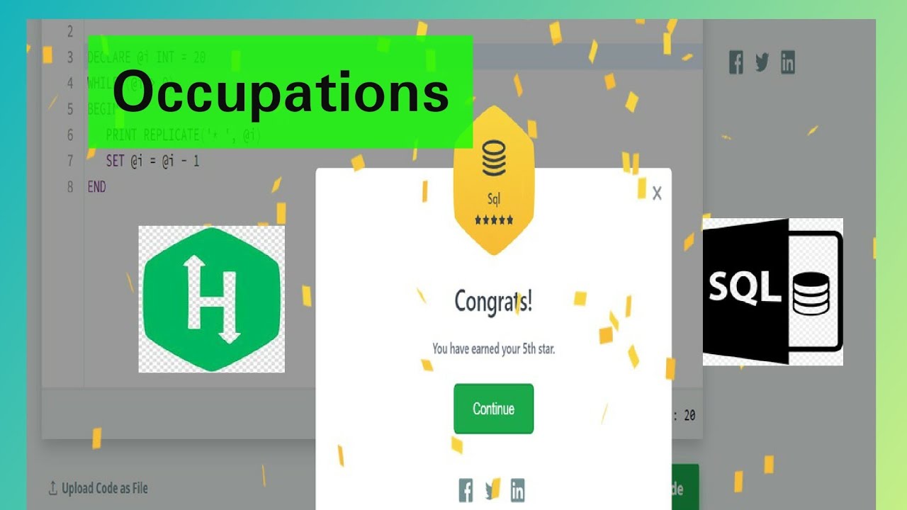 Hackerrank Practice Sql 23 Occupations Sql Gold Badge L Sql Youtube