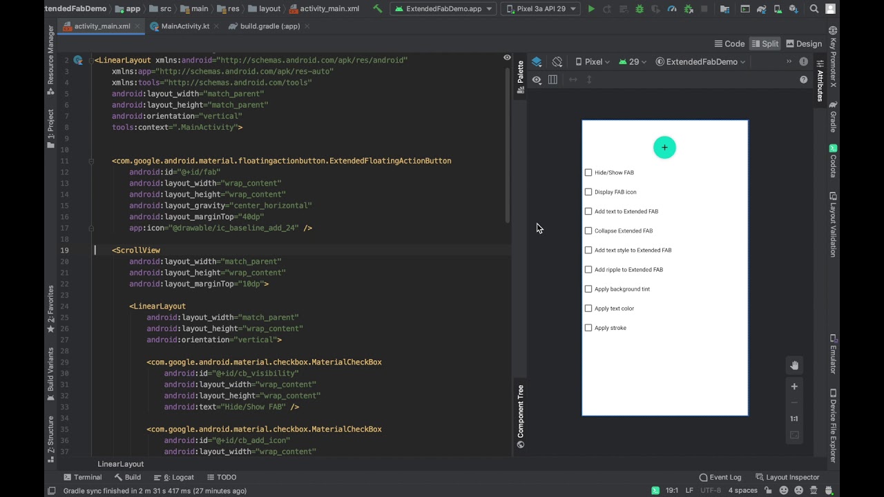 Customise Extended Floatingactionbutton Programmatically Youtube