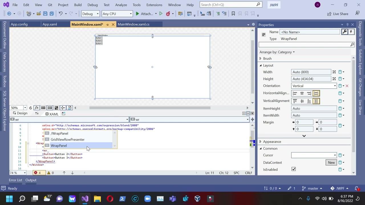 4 C Wpf Tutorial Stack Layout Or Stack Panel Hindi Urdu Youtube